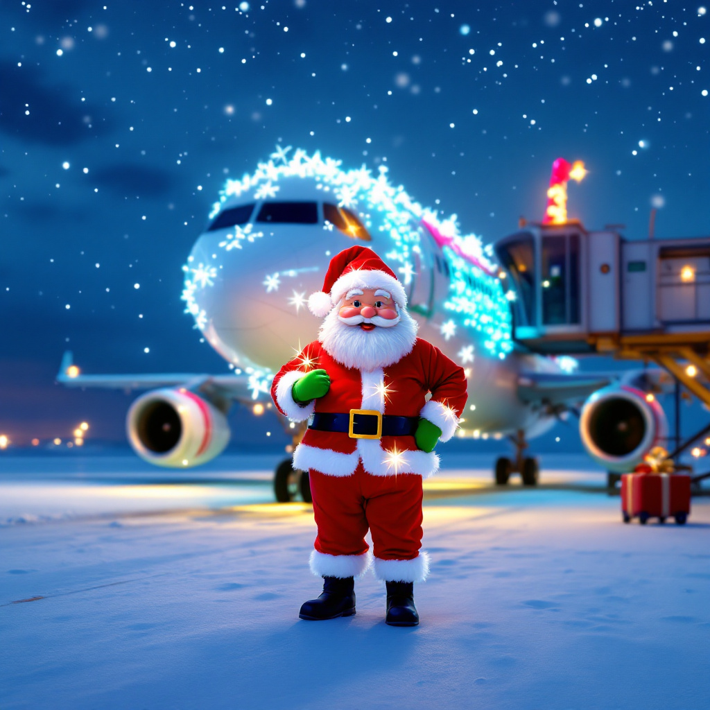 FLUX prompt: Santa Claus airline , show their Airbus A320...
