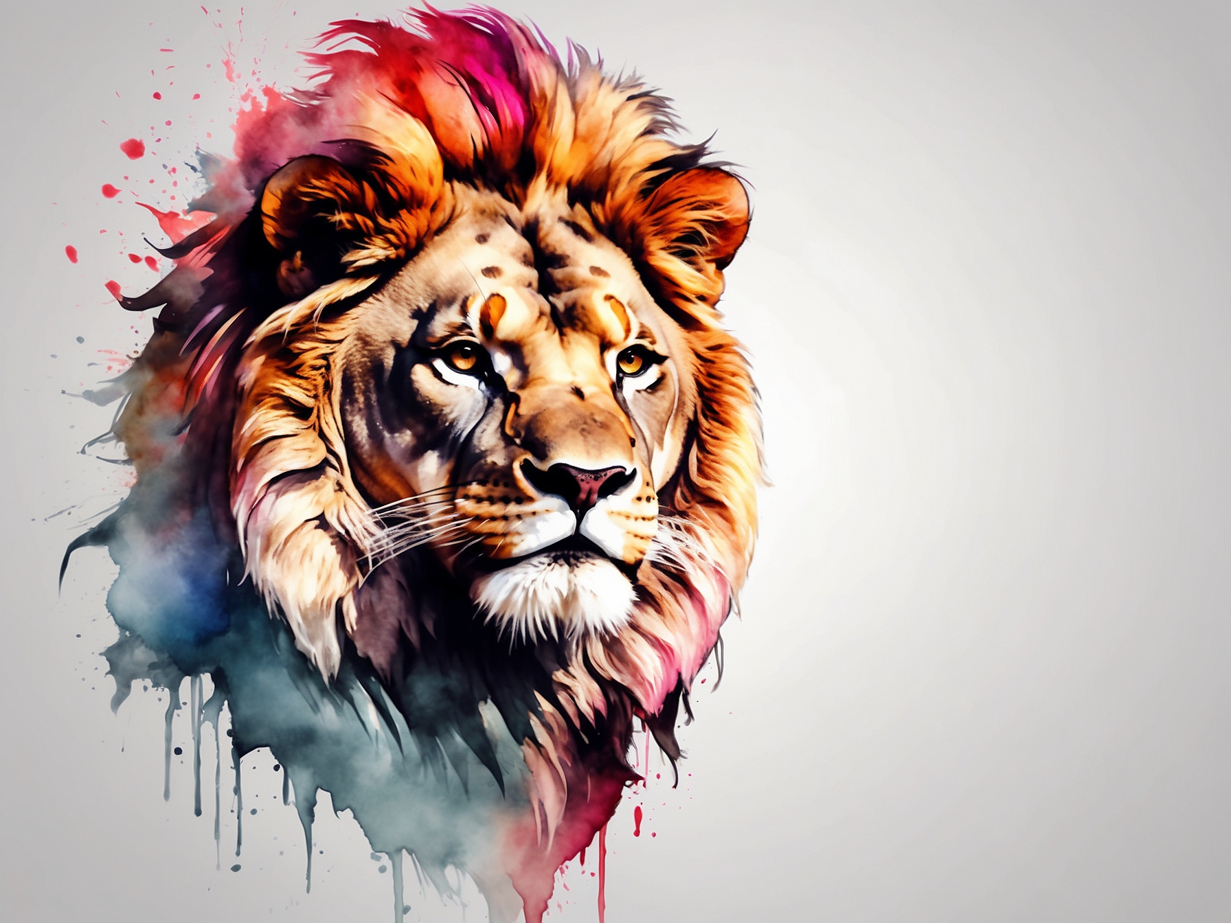 Midjourney prompt: a watercolor painting of a lion's face...