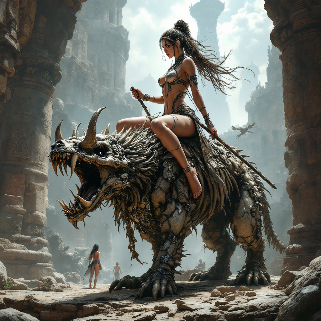 FLUX prompt: Full body shot side view of young beautiful ...