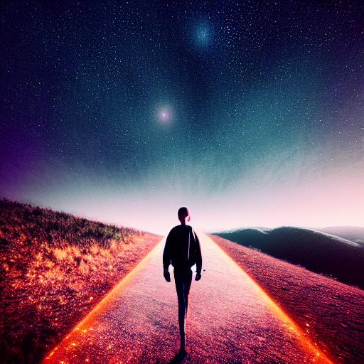 Stable Diffusion prompt: walking on the starlight,dreamy ...