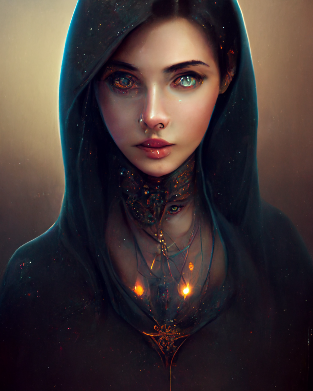 Midjourney prompt: gorgeous young female sorceress, reali...