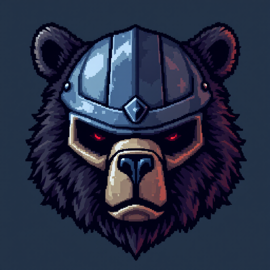 FLUX prompt: Create a pixel art sprite of bear helmet. It...