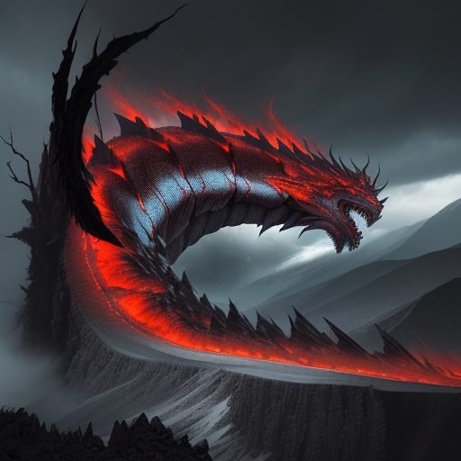 DreamShaper prompt: Epic landscape where a colossal drago...