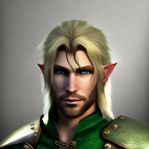 Openjourney prompt: Half-Elf male from D&D, shaggy blonde...