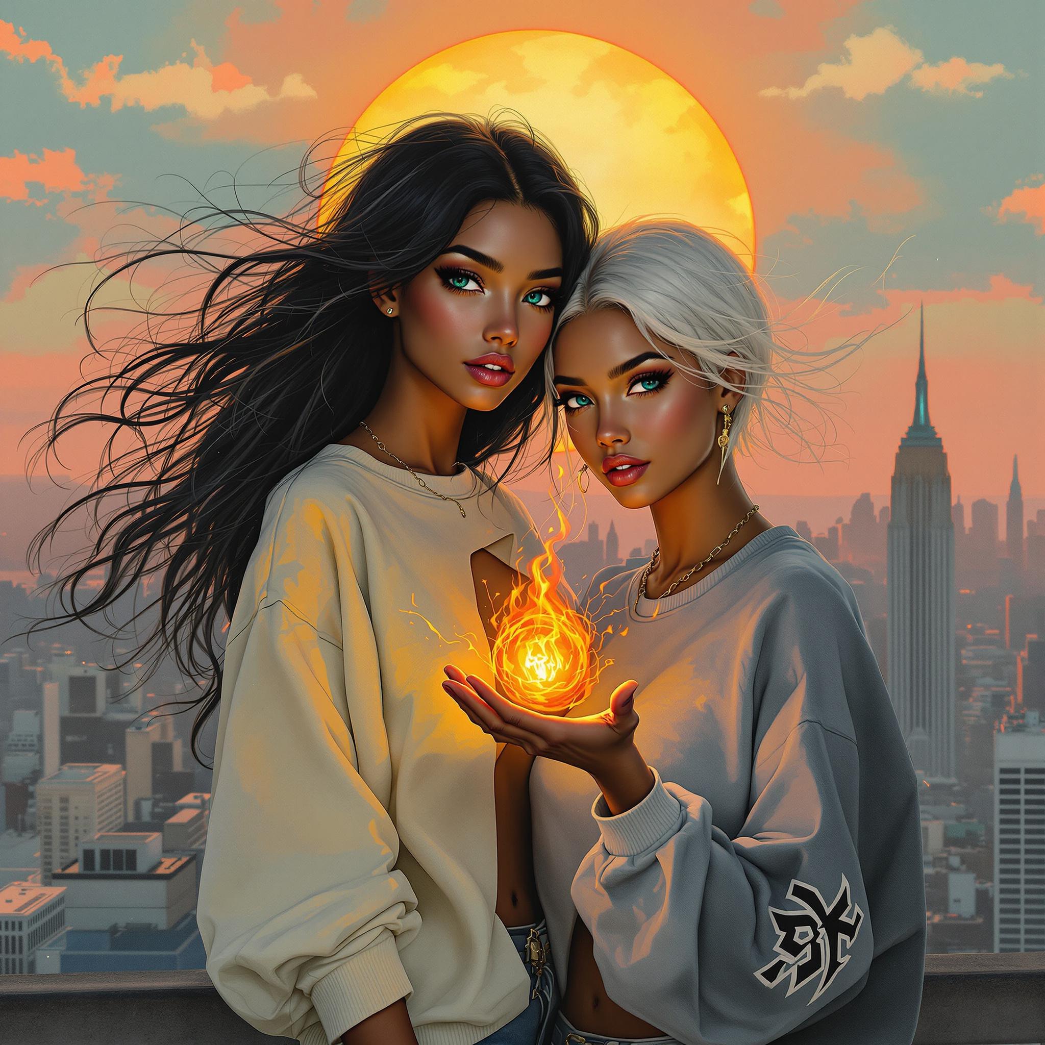 FLUX prompt: Image Drawing deconstucivist Fashion of two ...