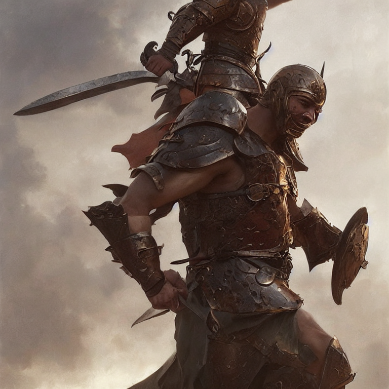 Stable Diffusion prompt: young warrior marching toward th...