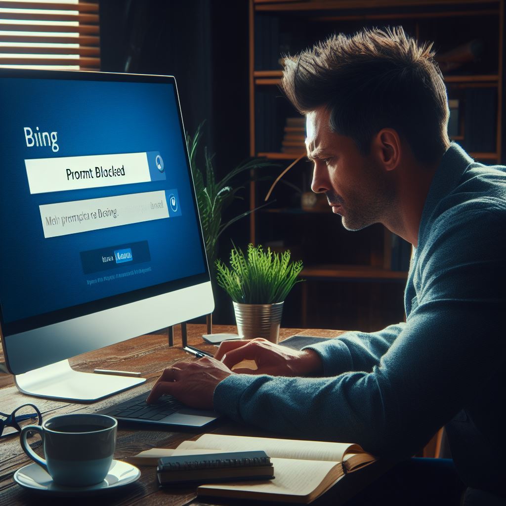 DALL·E prompt: A man sitting at his computer frustrated b...