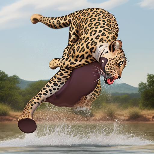 DreamShaper prompt: a hyper realistic leopard in mid leap...
