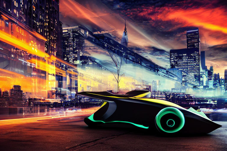 Stable Diffusion prompt: concept car bat mobile Sunset fl...