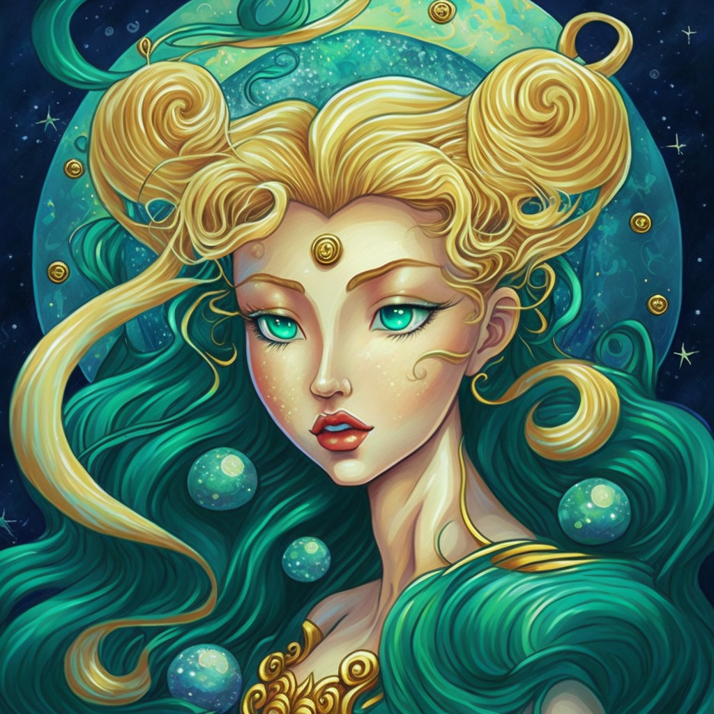 Midjourney prompt: sailor moon, goddess, by van gogh styl...