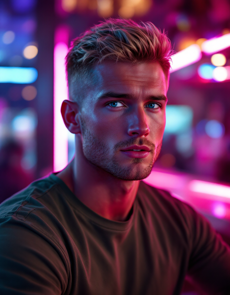FLUX prompt: Hyper-realistic photograph of a handsome blo...