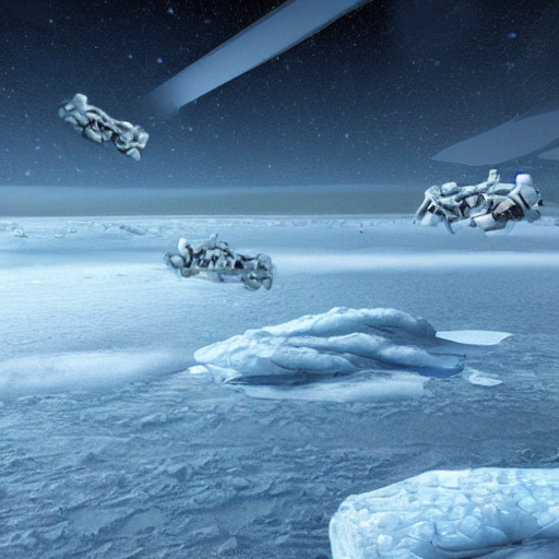 Stable Diffusion prompt: Flat earth, ice wall, angel army...