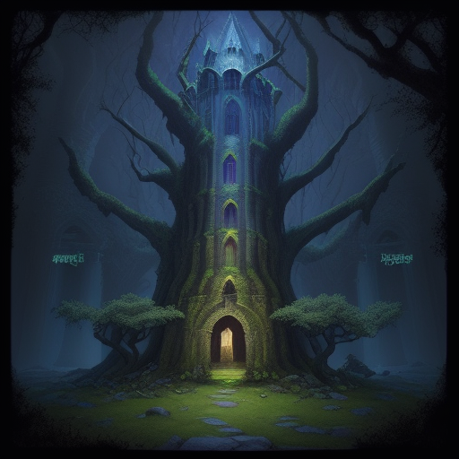 DreamShaper prompt: fortress in ancient trees, majestic,