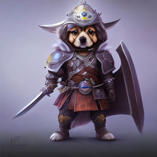 Openjourney prompt: Cute little dog warrior, final fantas...