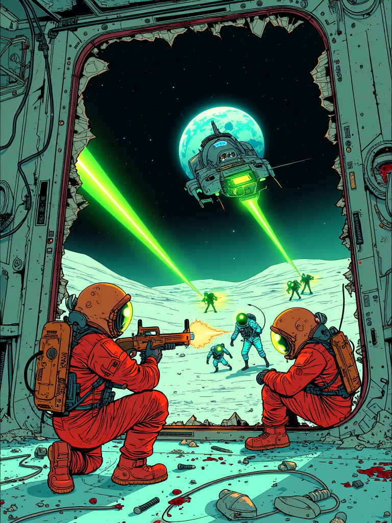 FLUX prompt: A gritty, comic-style illustration filled wi...