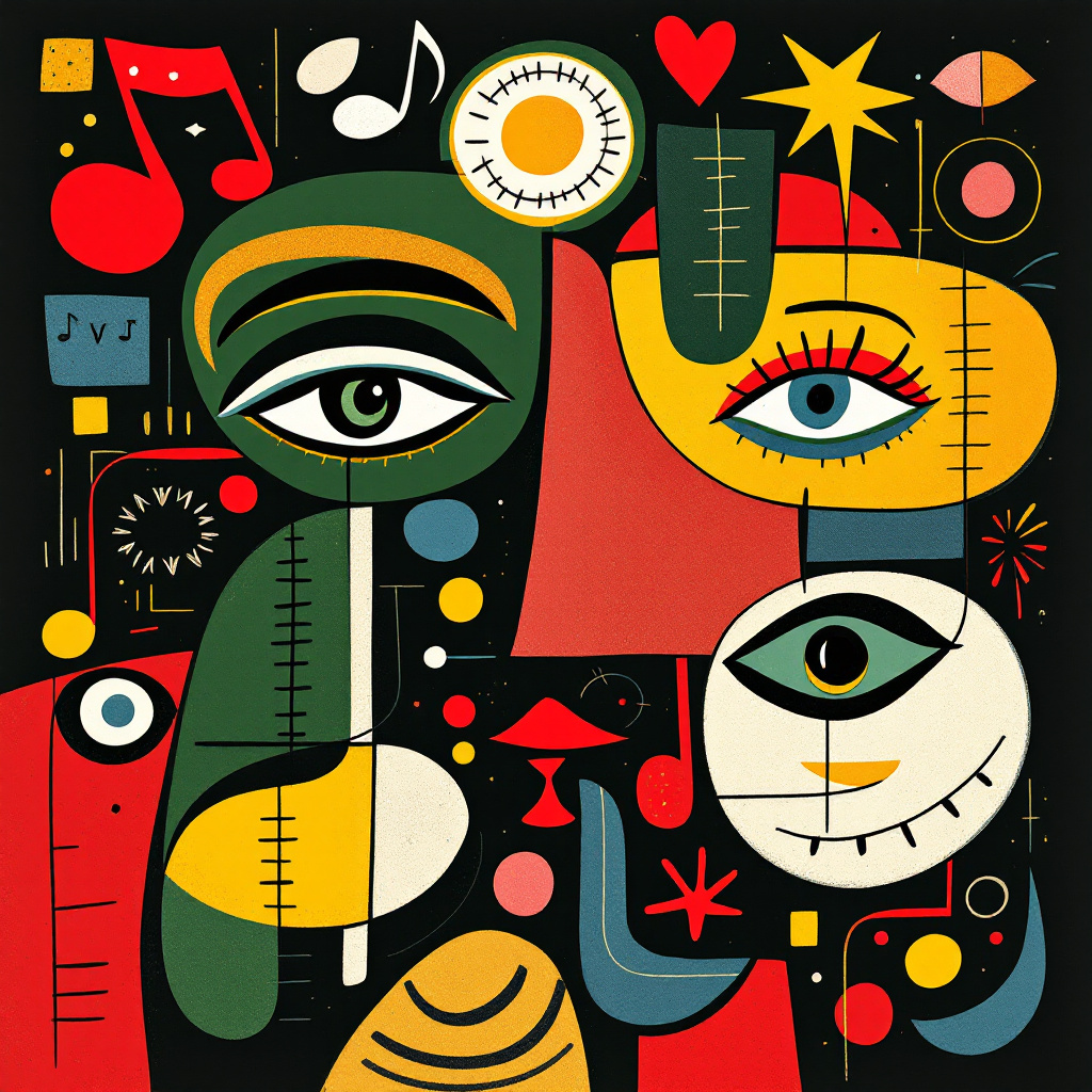 FLUX prompt: Abstract vector illustration of various symb...