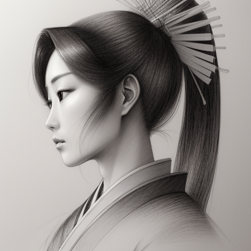 DreamShaper prompt: a stunning sketch of a beautiful Japa...
