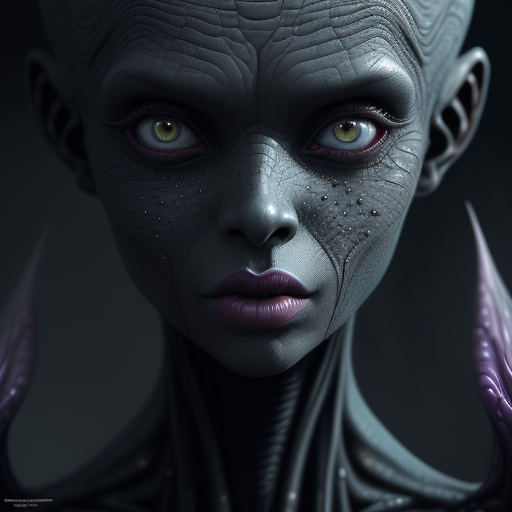 DreamShaper prompt: Half human and half alien woman, diff...