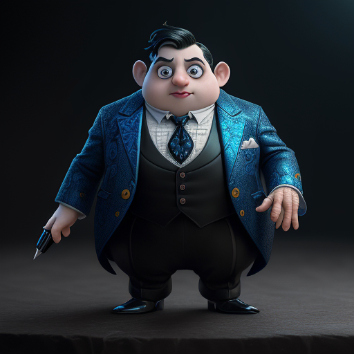 DreamShaper prompt: cute Oswald Cobblepot, poses ,pixar,