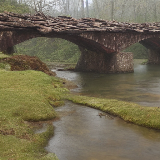 Stable Diffusion prompt: landscape: "Old bridge. The brid...