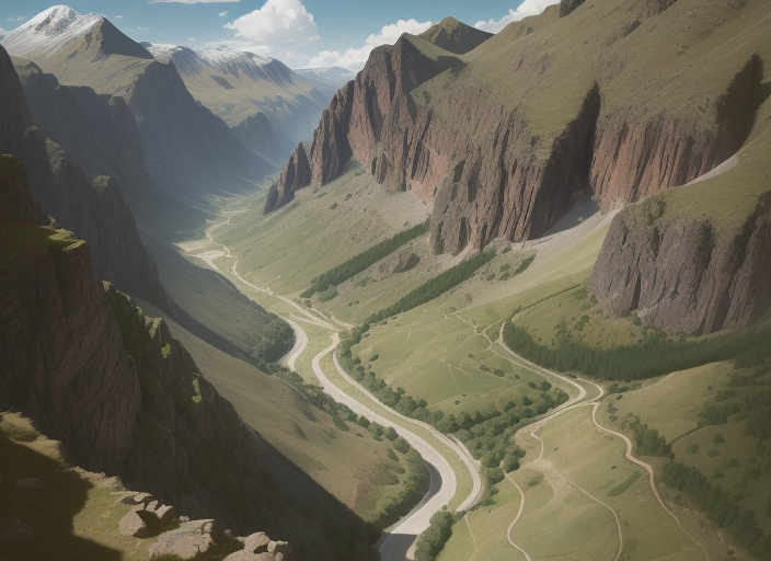 DreamShaper prompt: ((A R T)), vellay and canyon landscap...
