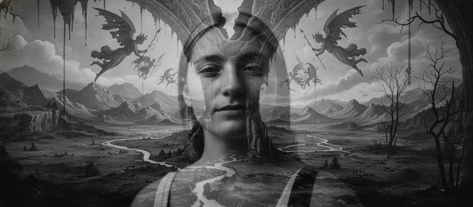 Nano Banana prompt: Double exposure black and white photo...