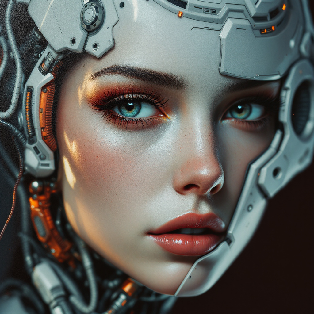 FLUX prompt: a close up of a painting of a woman's face,