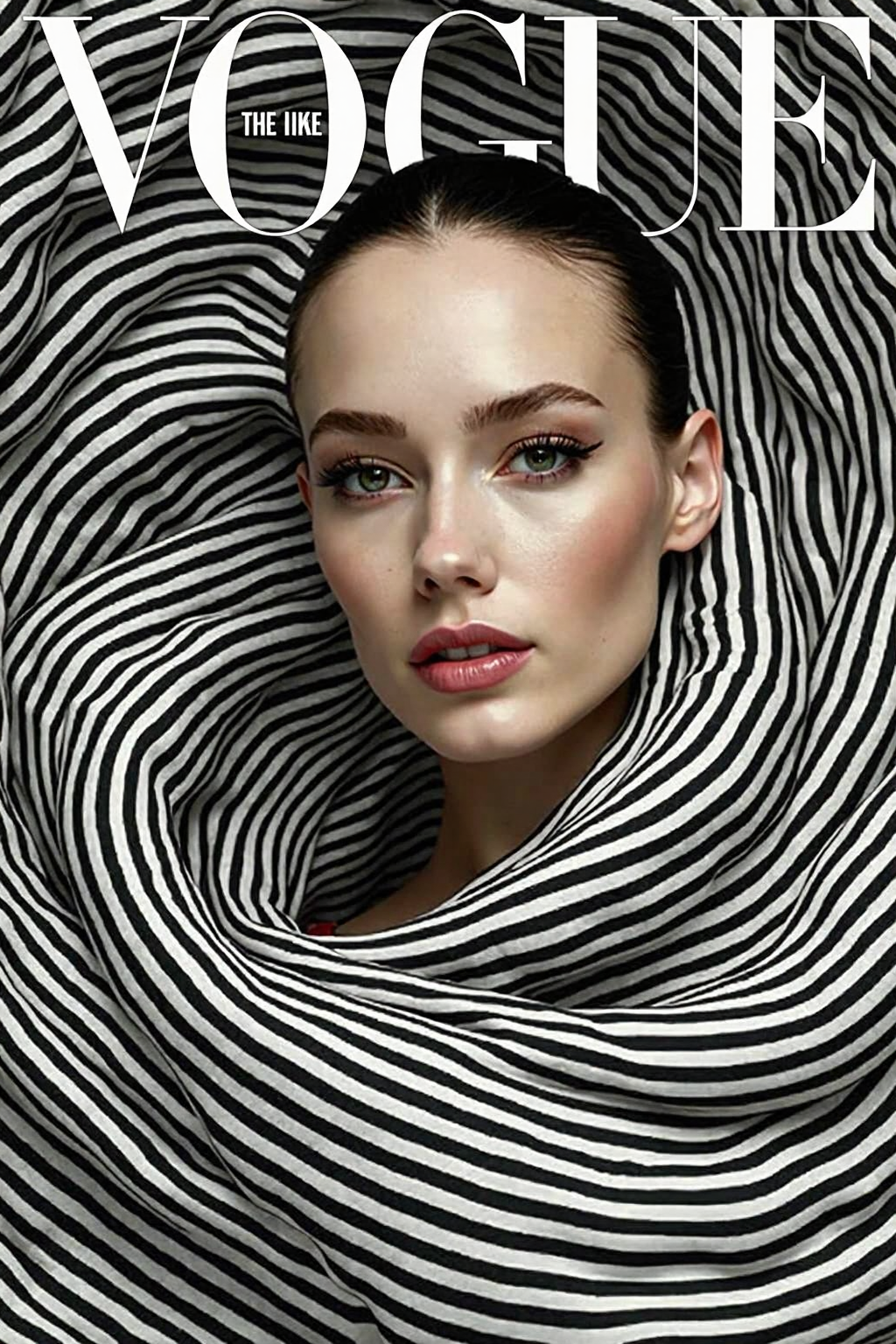 FLUX prompt: VOGUE magazine cover featuring a mesmerizing...