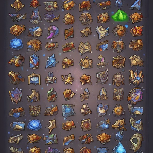 Funko Diffusion prompt: video games icons, 2d icons, rpg ...