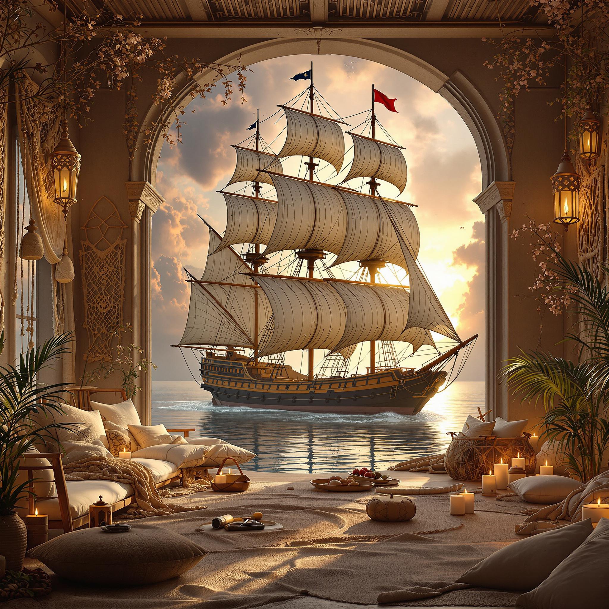 FLUX prompt: Photo of a ultra realistic sailing ship, dra...