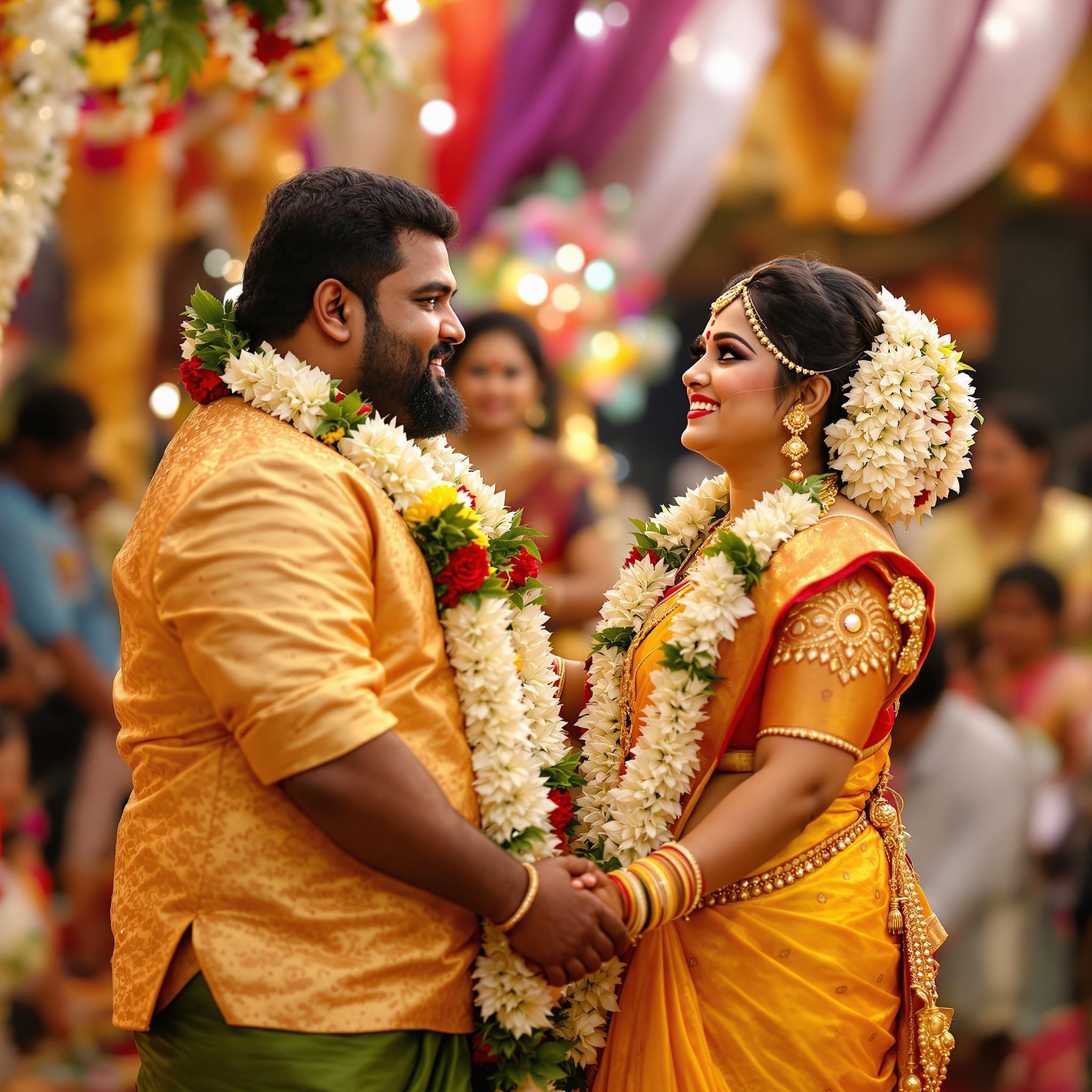 FLUX prompt: fat Kerala groom an bride in kerala traditio...