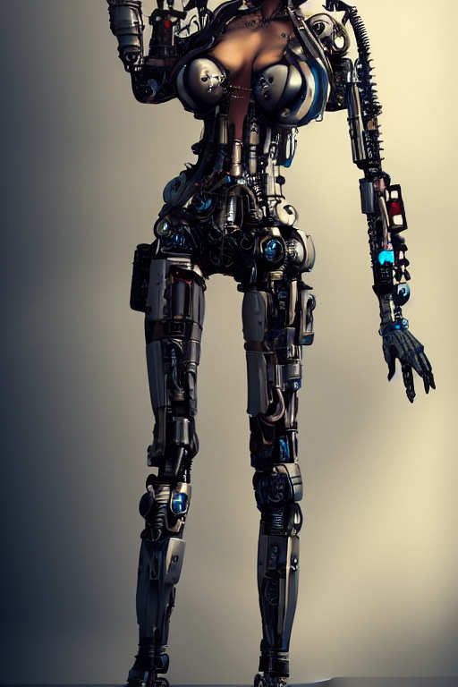 Stable Diffusion prompt: female pretty |full body cyborg|...