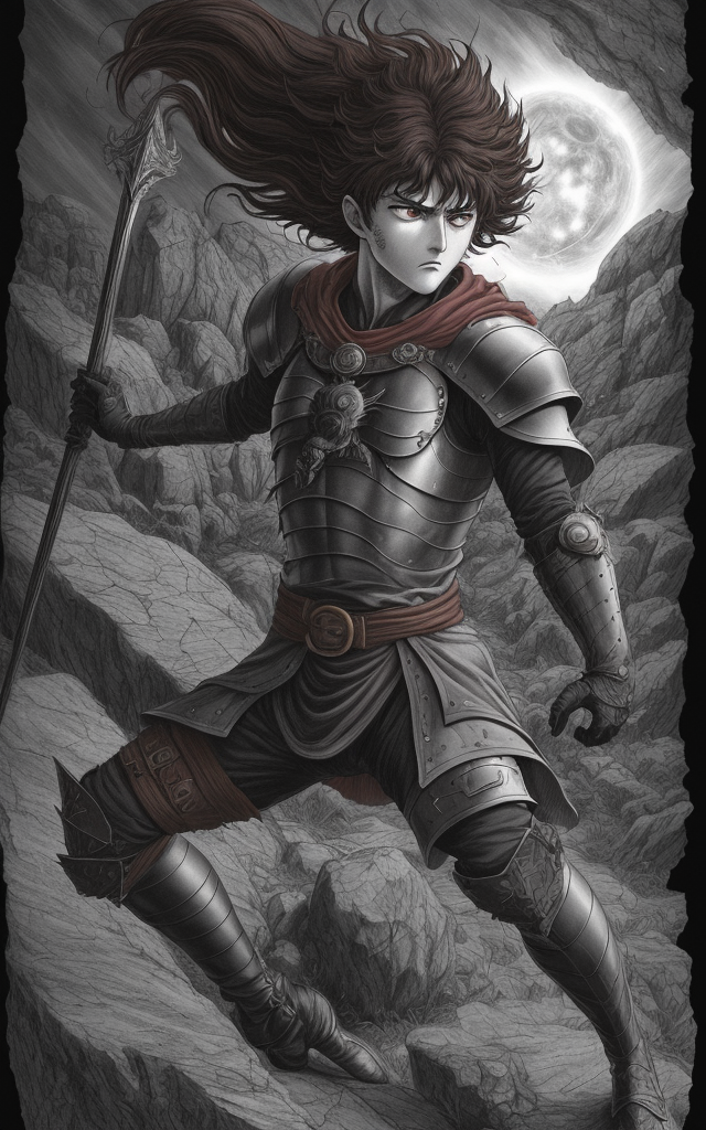 DreamShaper prompt: monochrome, a man with big eyes, brow...