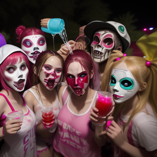 DreamShaper prompt: sorority costume party The Purge and...