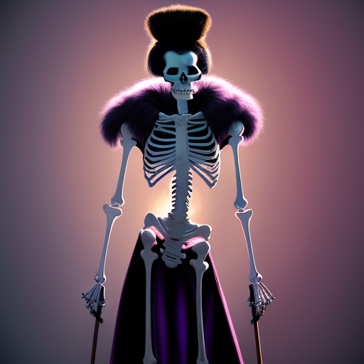 DreamShaper prompt: a tall skeleton dressed in fur lookin...