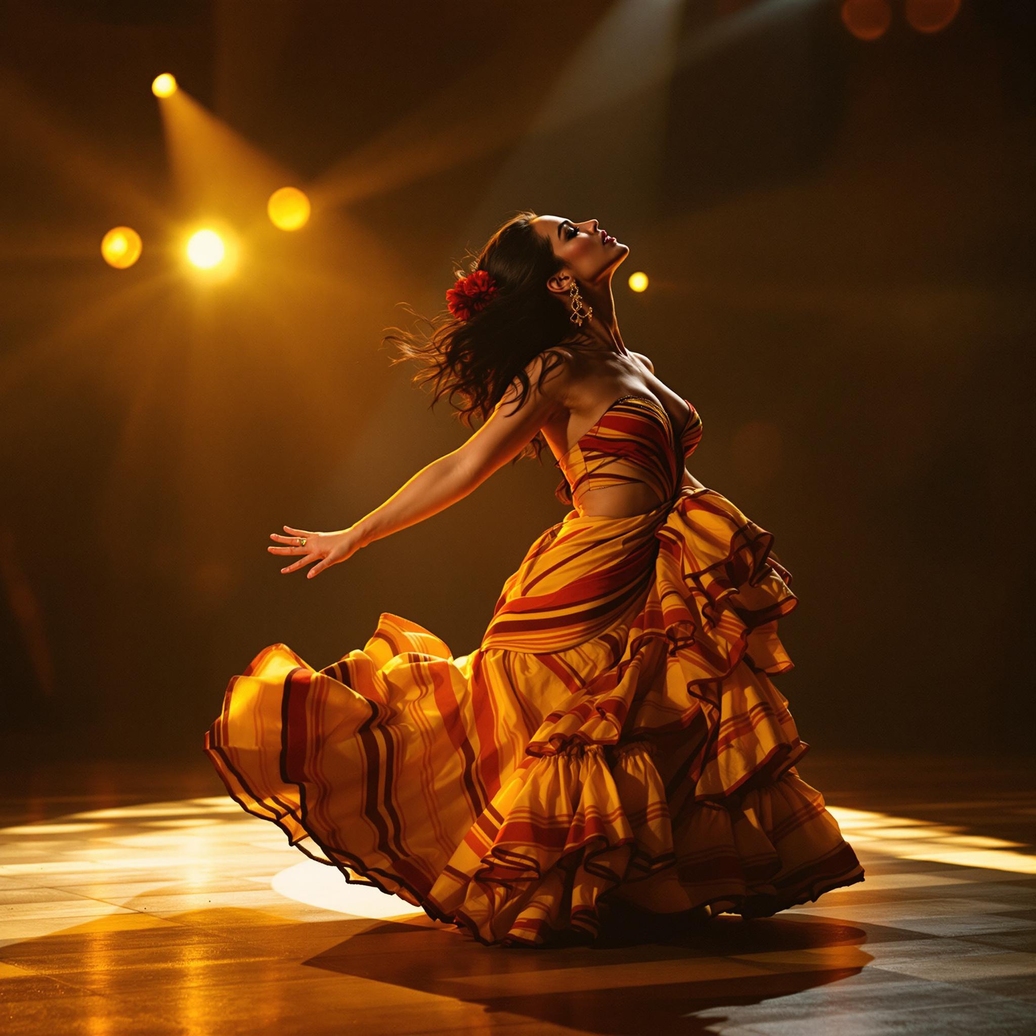 FLUX prompt: photo of Penélope Cruz, in a Spanish flamenc...