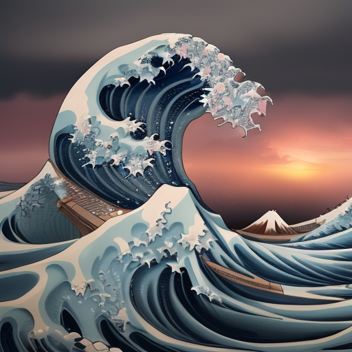 DreamShaper prompt: The Great Wave : "Blossoming Cataclys...