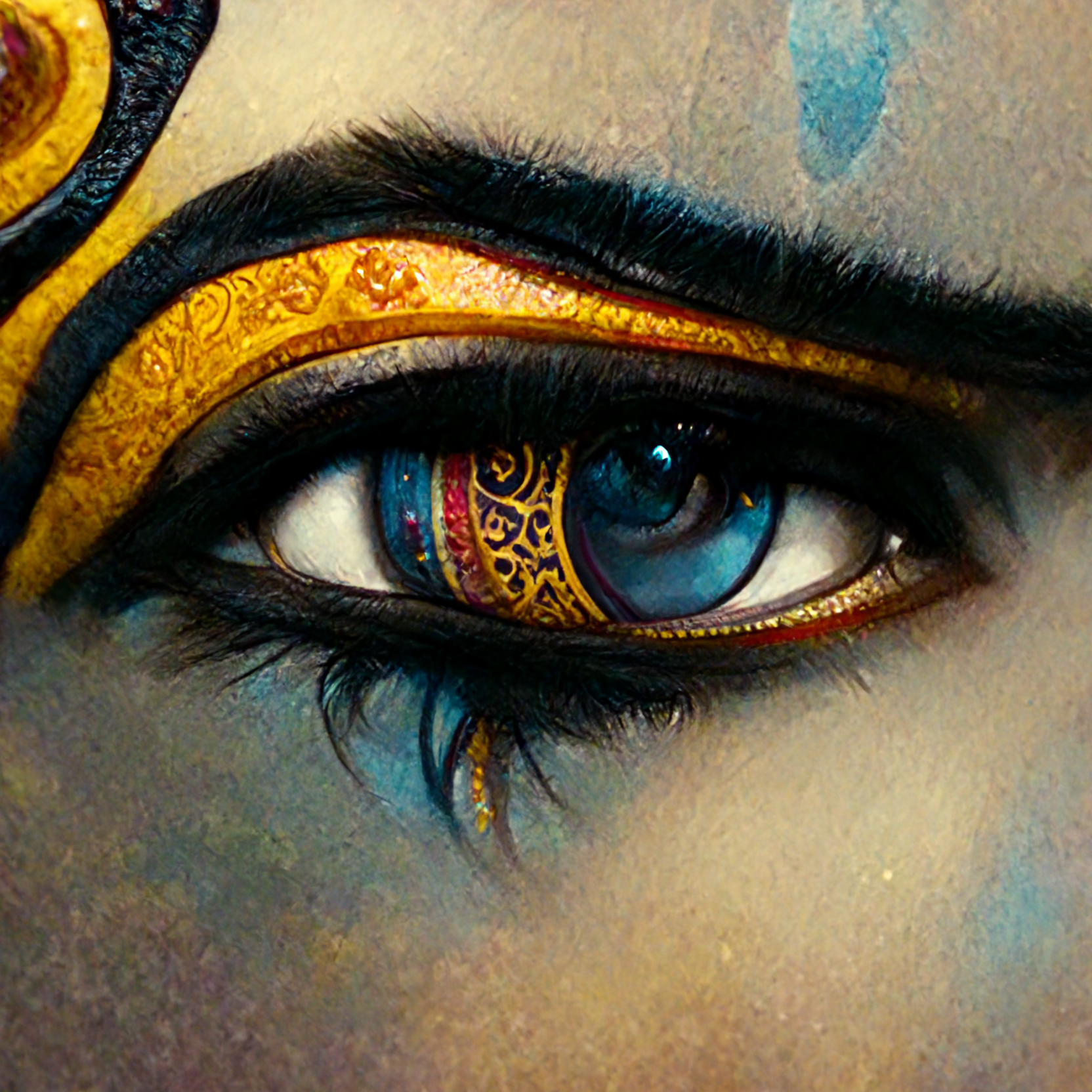 Midjourney prompt: Krishna, 8K detail, beautiful eyes, In...