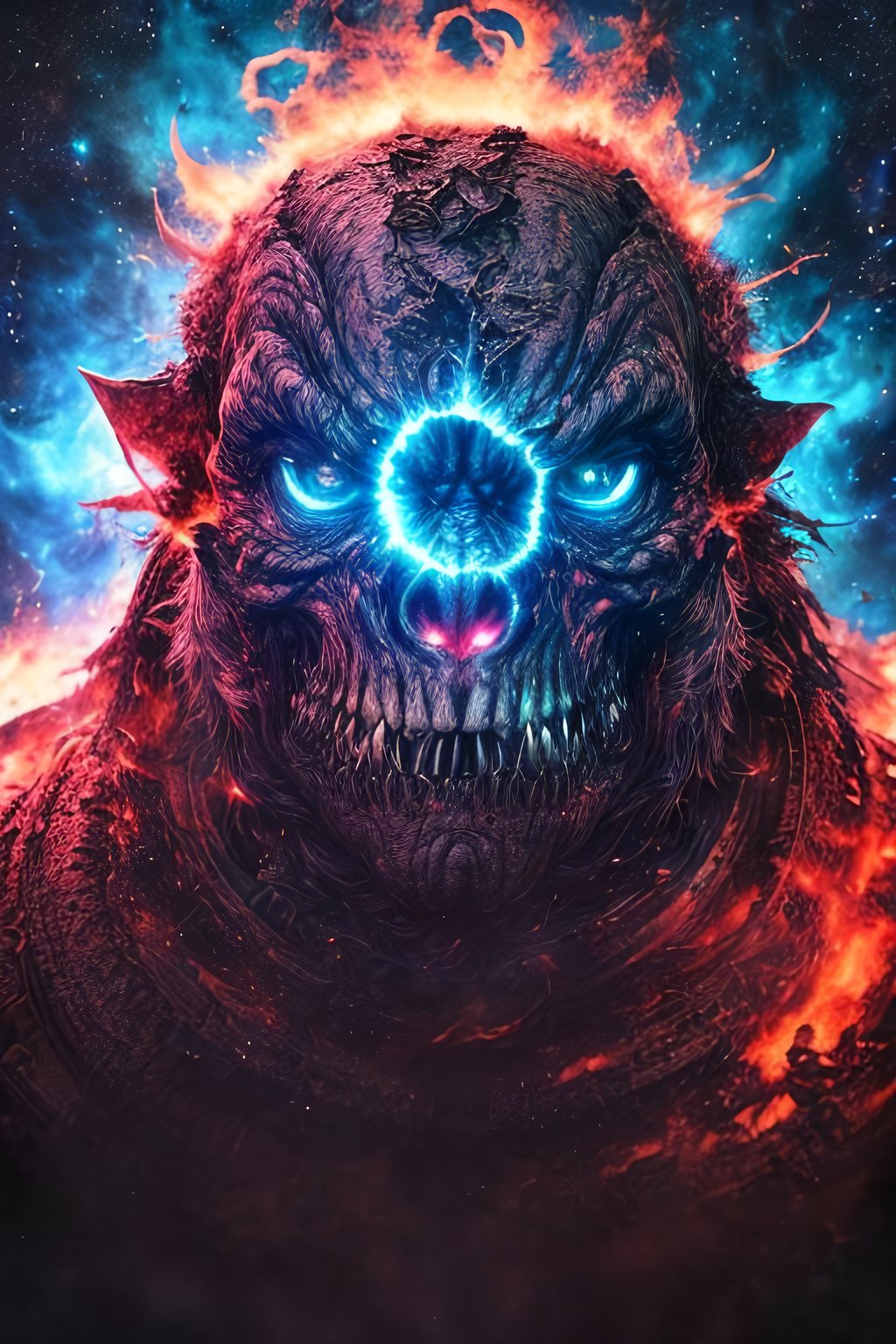 Stable Diffusion prompt: An enraged monster incinerates e...