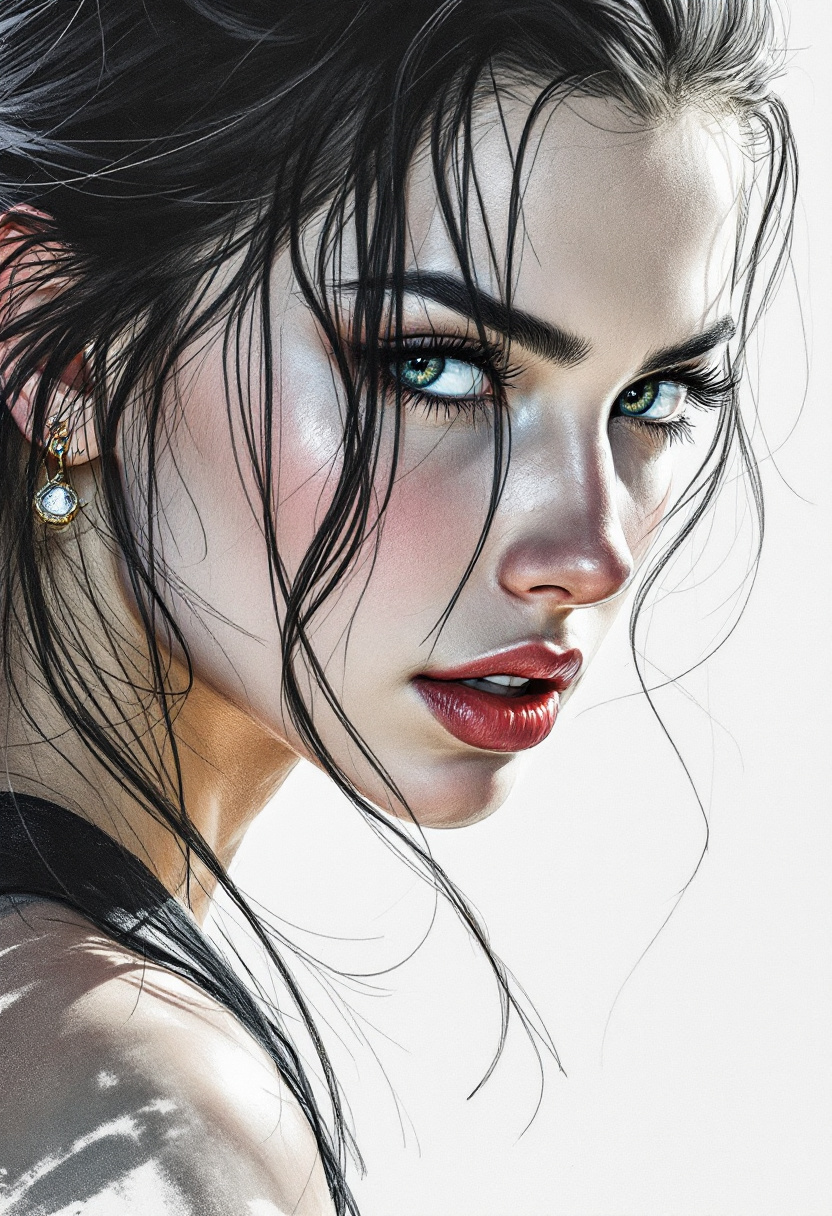 FLUX prompt: Sketch, Beautiful colored pencil line art, B...