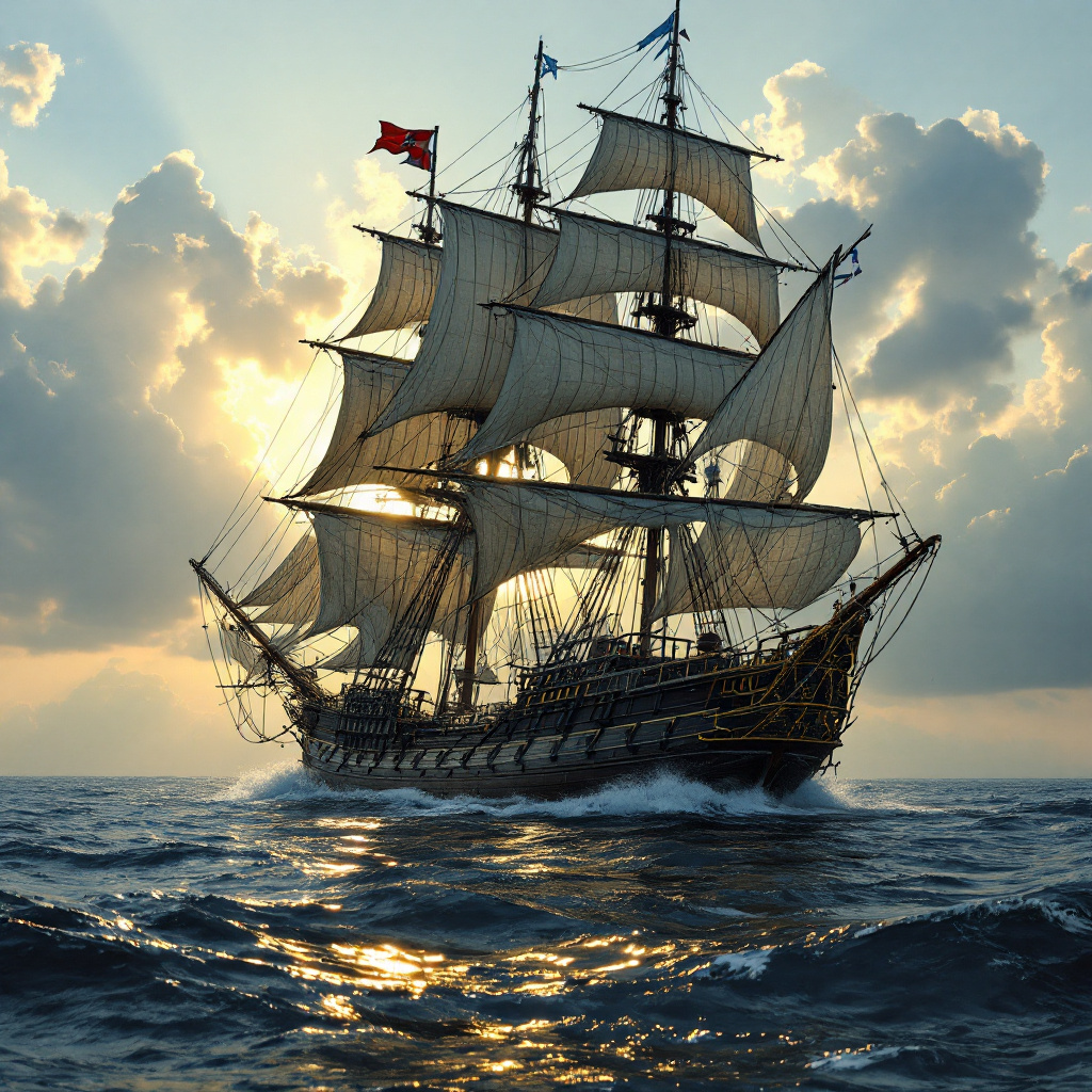 FLUX prompt: Photo of a ultra realistic sailing ship, dra...