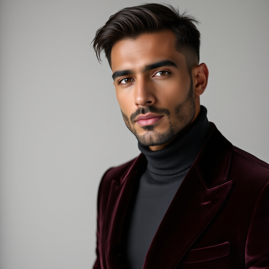 FLUX prompt: Studio photo of a 29-year-old South Asian ma...