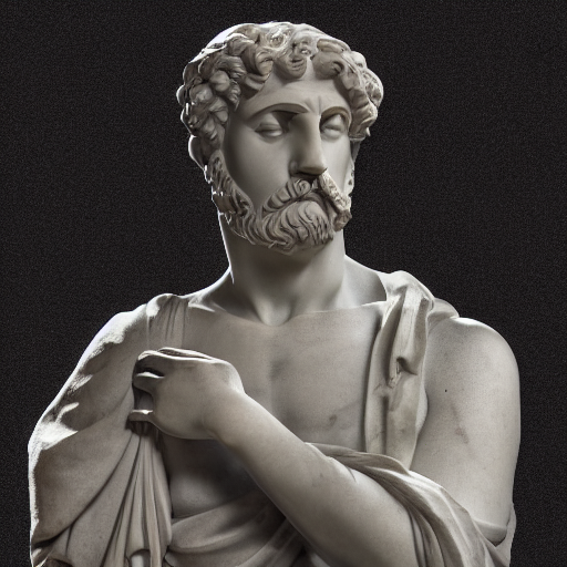 Stable Diffusion prompt: a marble statue of a sad and pen...