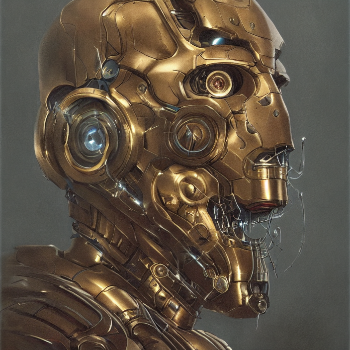 Stable Diffusion prompt: portrait of a brass Ultron from ...