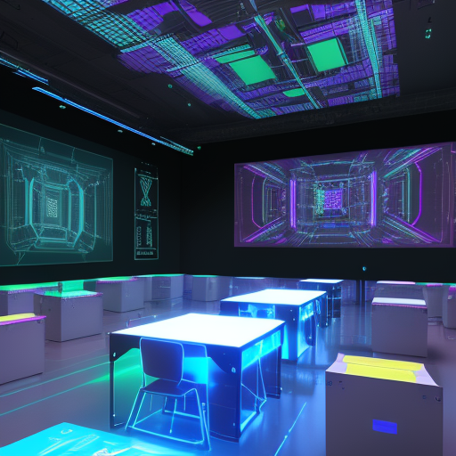 DreamShaper prompt: Imagine a robotic coding workshop wit...