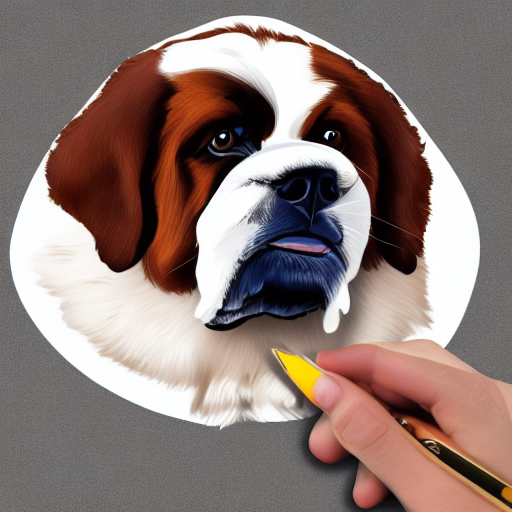 Stable Diffusion prompt: Saint Bernard dog with a human p...