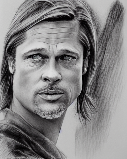 Stable Diffusion prompt: portrait of a mix of Brad Pitt a...