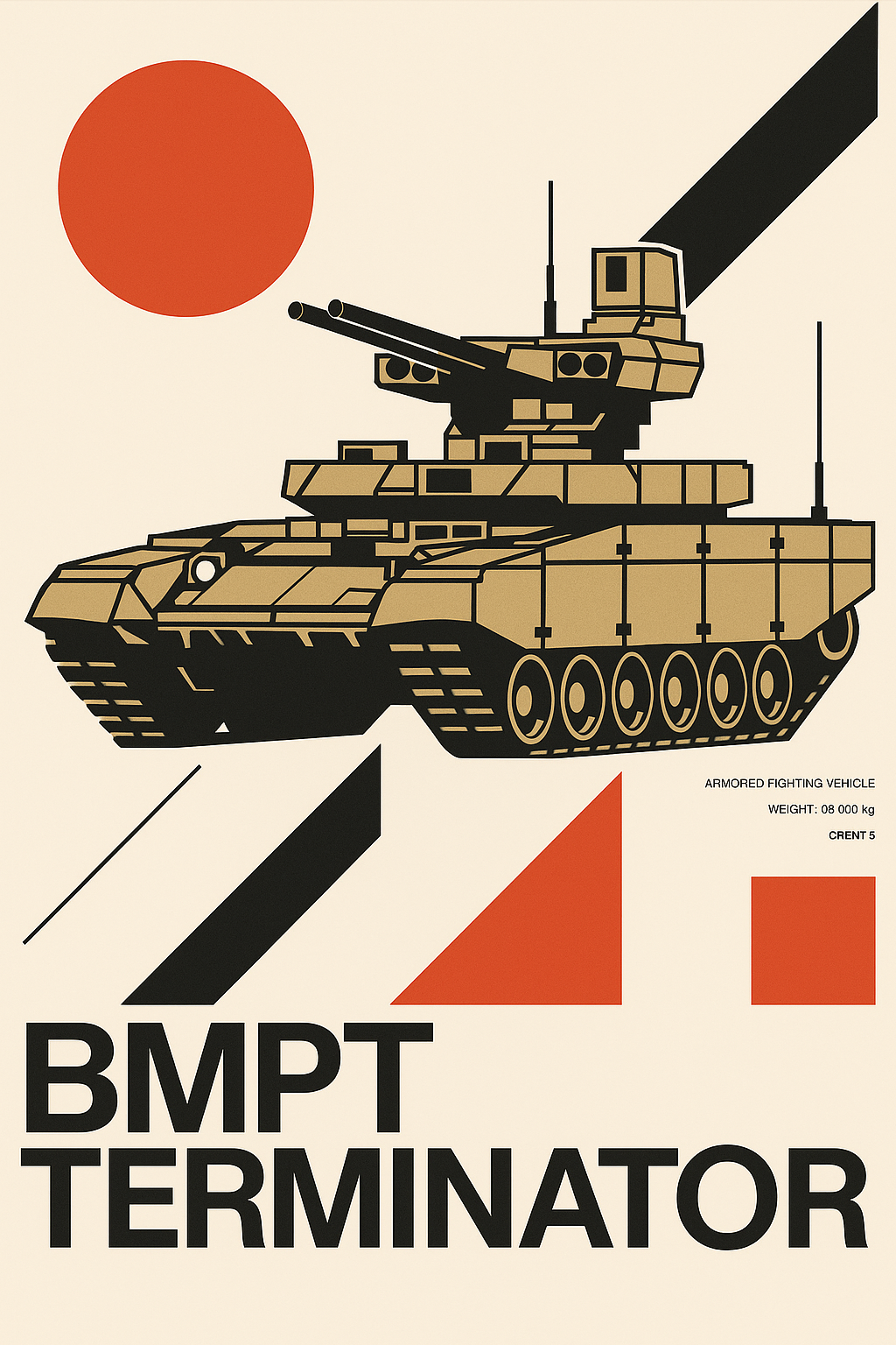 Sora prompt: *A stylized poster of the Russian BMPT “Term...