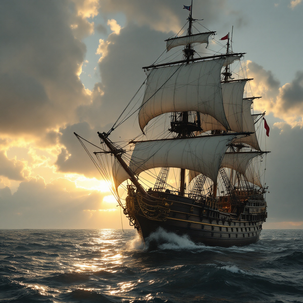 FLUX prompt: Photo of a ultra realistic sailing ship, dra...