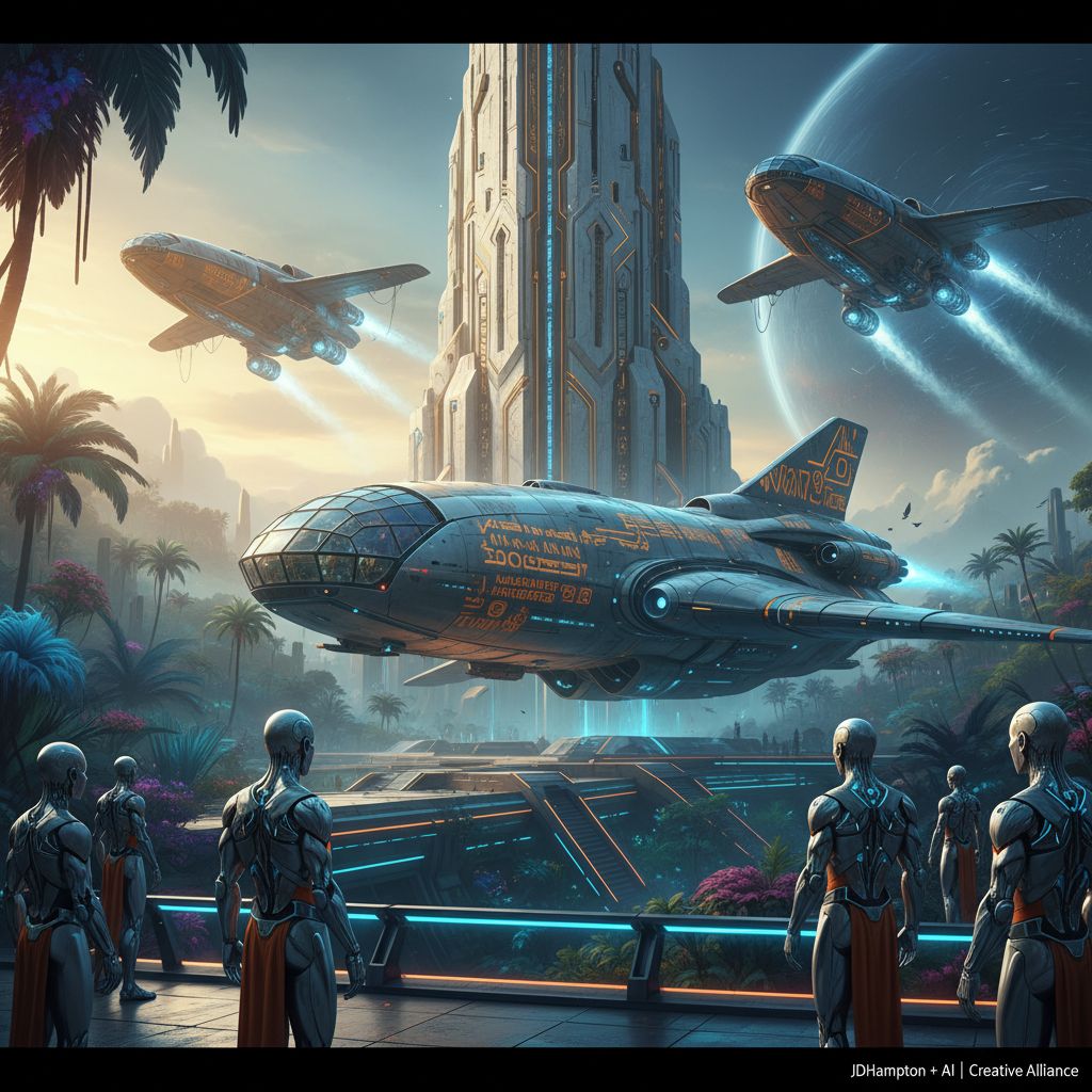 Nano Banana prompt: Futuristic epic adventure, tartaria...
